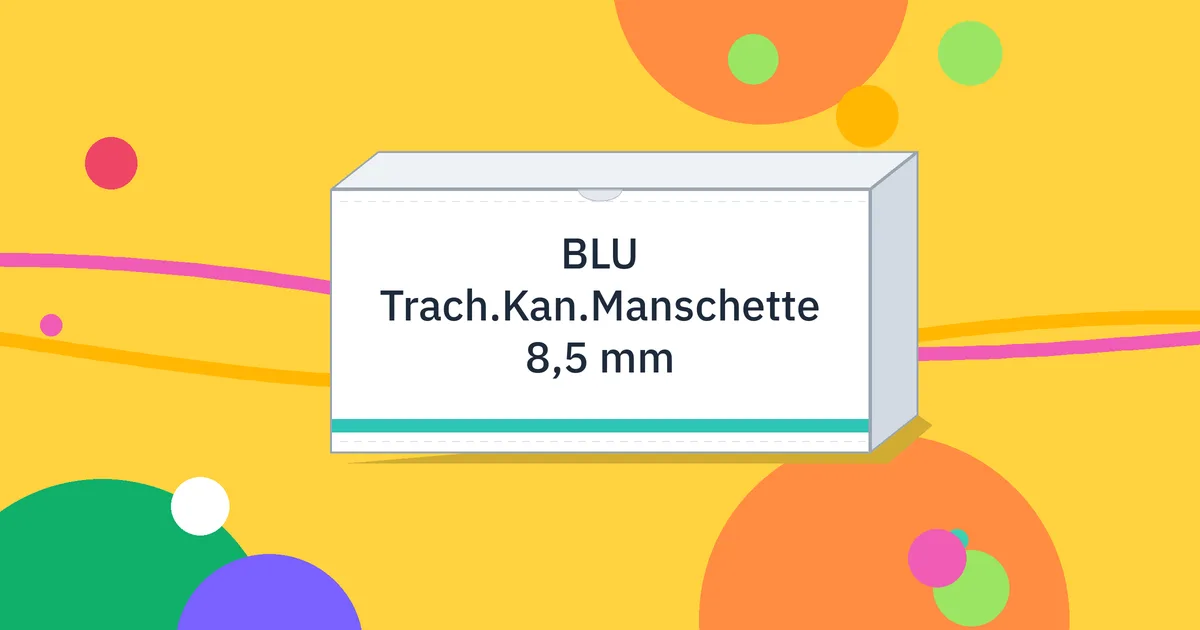 Symbolbild: Packung mit der Aufschrift BLU Trach.Kan.Manschette 8,5 mm (PZN 09216368) – Verfügbarkeit und Bezug in Apotheken in Frankfurt am Main