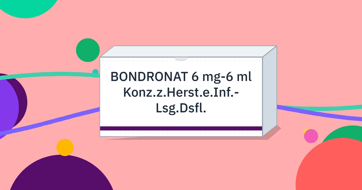 Symbolbild: Packung mit der Aufschrift BONDRONAT 6 mg-6 ml Konz.z.Herst.e.Inf.-Lsg.Dsfl. (PZN 13916717) – Verfügbarkeit und Bezug in Apotheken in Frankfurt am Main