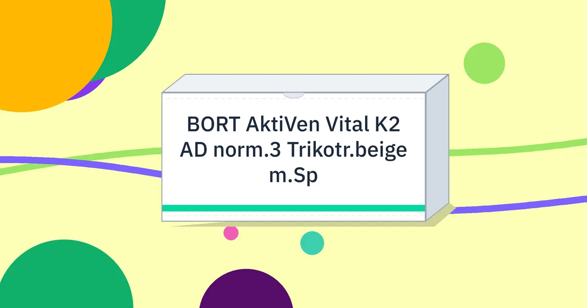 Symbolbild: Packung mit der Aufschrift BORT AktiVen Vital K2 AD norm.3 Trikotr.beige m.Sp (PZN 13727175) – Verfügbarkeit und Bezug in Apotheken in Frankfurt am Main