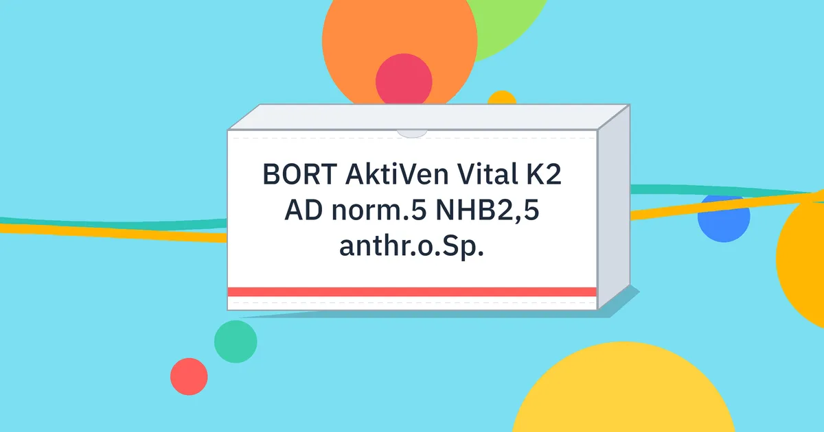 Symbolbild: Packung mit der Aufschrift BORT AktiVen Vital K2 AD norm.5 NHB2,5 anthr.o.Sp. (PZN 17499593) – Verfügbarkeit und Bezug in Apotheken in Frankfurt am Main
