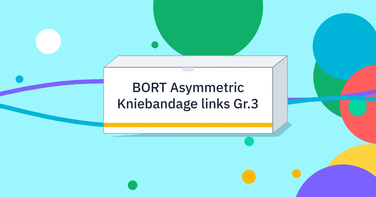 Symbolbild: Packung mit der Aufschrift BORT Asymmetric Kniebandage links Gr.3 (PZN 16843321) – Verfügbarkeit und Bezug in Apotheken in Frankfurt am Main