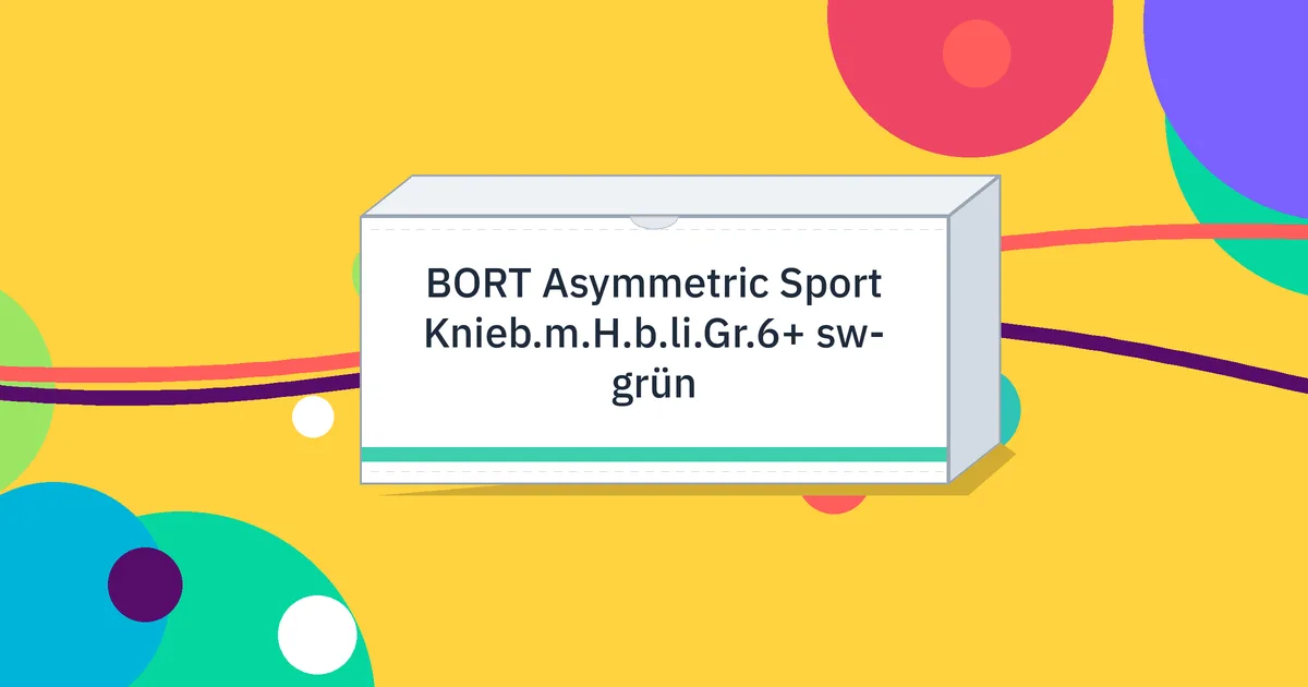 Symbolbild: Packung mit der Aufschrift BORT Asymmetric Sport Knieb.m.H.b.li.Gr.6+ sw-grün (PZN 19634635) – Verfügbarkeit und Bezug in Apotheken in Frankfurt am Main