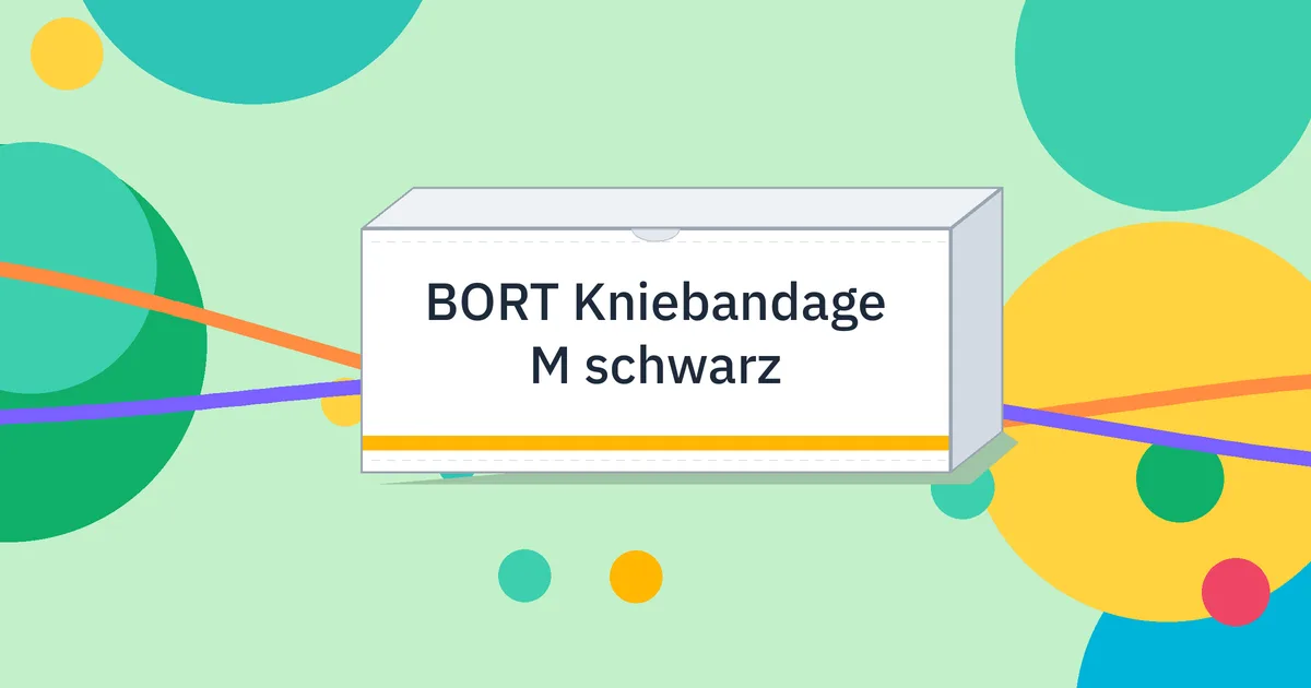 Symbolbild: Packung mit der Aufschrift BORT Kniebandage M schwarz (PZN 05539560) – Verfügbarkeit und Bezug in Apotheken in Frankfurt am Main