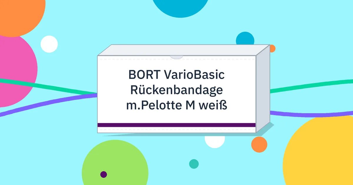 Symbolbild: Packung mit der Aufschrift BORT VarioBasic Rückenbandage m.Pelotte M weiß (PZN 02151625) – Verfügbarkeit und Bezug in Apotheken in Frankfurt am Main