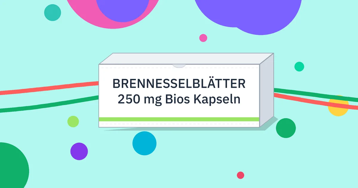 Symbolbild: Packung mit der Aufschrift BRENNESSELBLÄTTER 250 mg Bios Kapseln (PZN 00942966) – Verfügbarkeit und Bezug in Apotheken in Frankfurt am Main