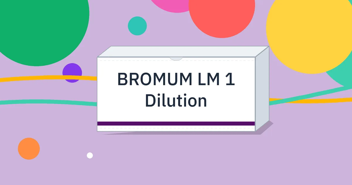 Symbolbild: Packung mit der Aufschrift BROMUM LM 1 Dilution (PZN 12796435) – Verfügbarkeit und Bezug in Apotheken in Frankfurt am Main