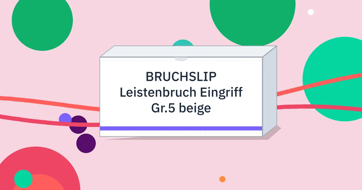 Symbolbild: Packung mit der Aufschrift BRUCHSLIP Leistenbruch Eingriff Gr.5 beige (PZN 19390653) – Verfügbarkeit und Bezug in Apotheken in Frankfurt am Main