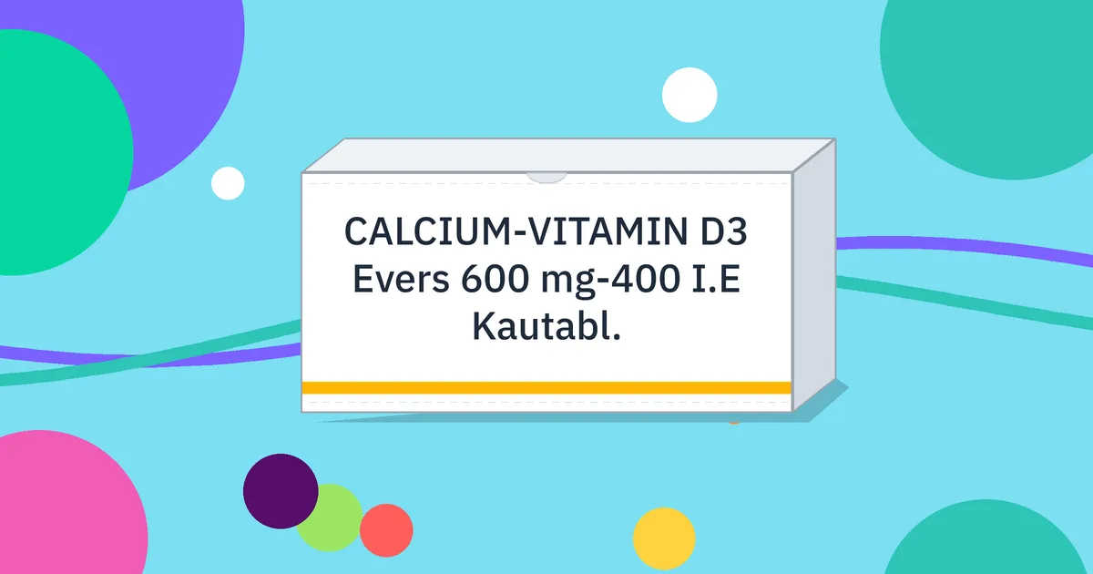 Symbolbild: Packung mit der Aufschrift CALCIUM-VITAMIN D3 Evers 600 mg-400 I.E Kautabl. (PZN 17447739) – Verfügbarkeit und Bezug in Apotheken in Frankfurt am Main