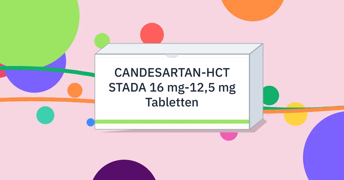 Symbolbild: Packung mit der Aufschrift CANDESARTAN-HCT STADA 16 mg-12,5 mg Tabletten (PZN 09444448) – Verfügbarkeit und Bezug in Apotheken in Frankfurt am Main