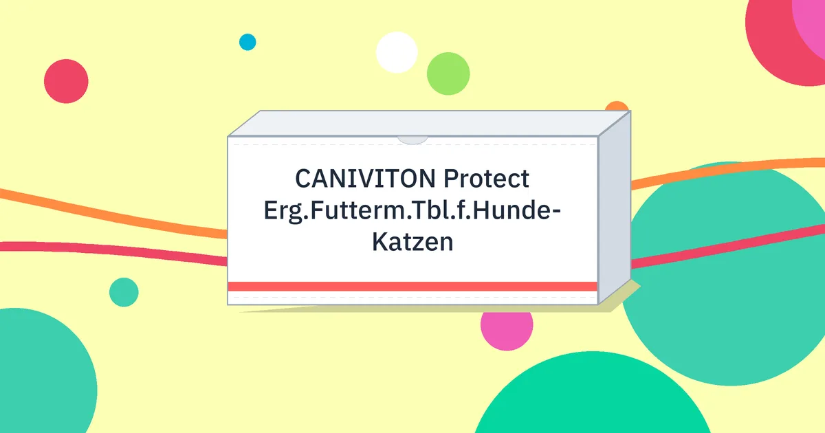 Symbolbild: Packung mit der Aufschrift CANIVITON Protect Erg.Futterm.Tbl.f.Hunde-Katzen (PZN 16361326) – Verfügbarkeit und Bezug in Apotheken in Frankfurt am Main