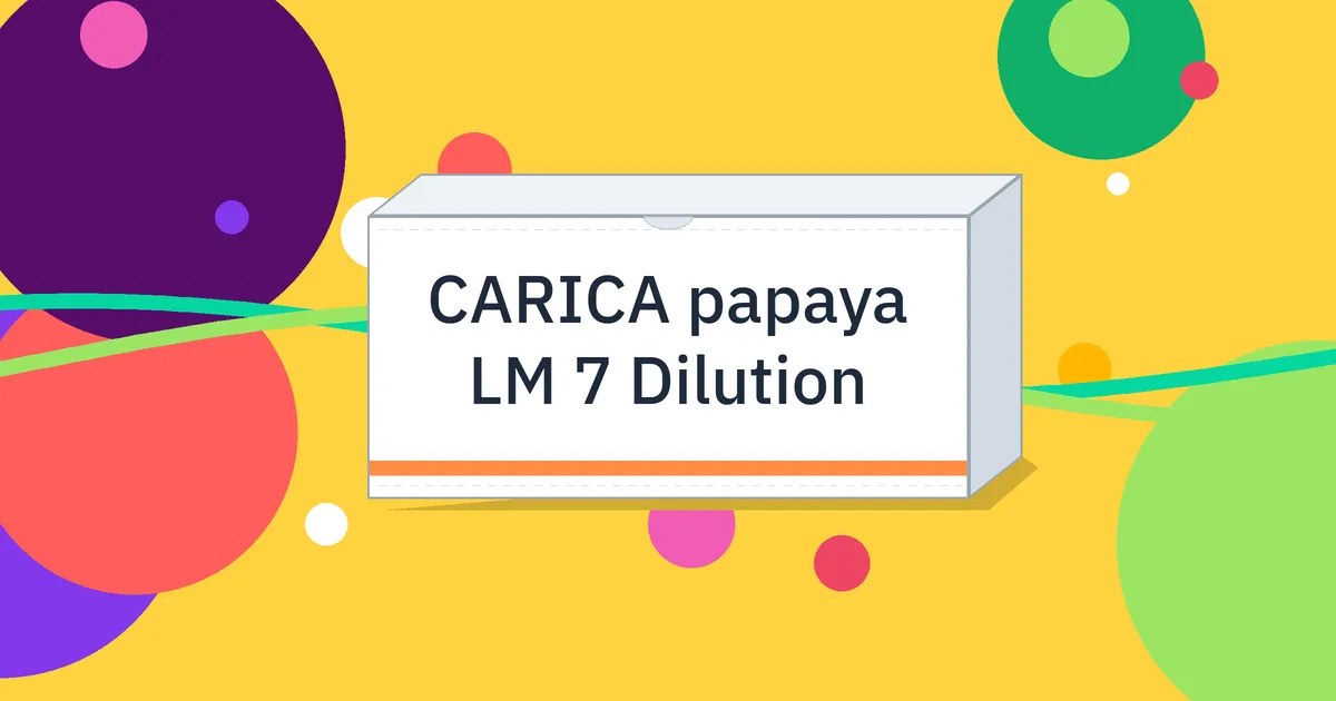 Symbolbild: Packung mit der Aufschrift CARICA papaya LM 7 Dilution (PZN 13430506) – Verfügbarkeit und Bezug in Apotheken in Frankfurt am Main