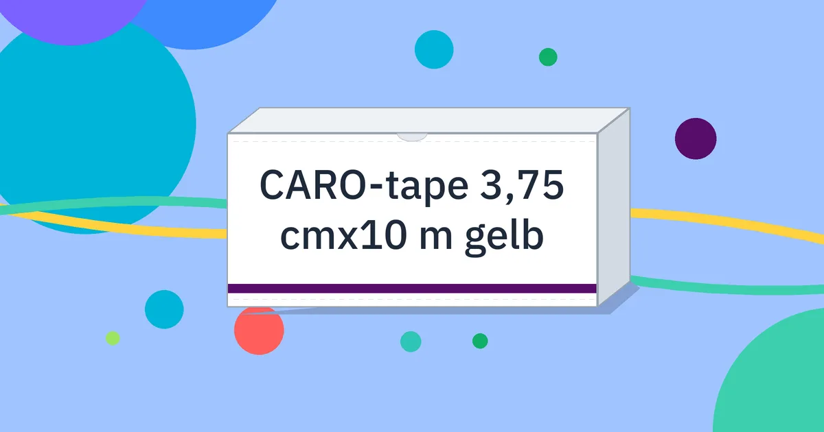Symbolbild: Packung mit der Aufschrift CARO-tape 3,75 cmx10 m gelb (PZN 11670755) – Verfügbarkeit und Bezug in Apotheken in Frankfurt am Main