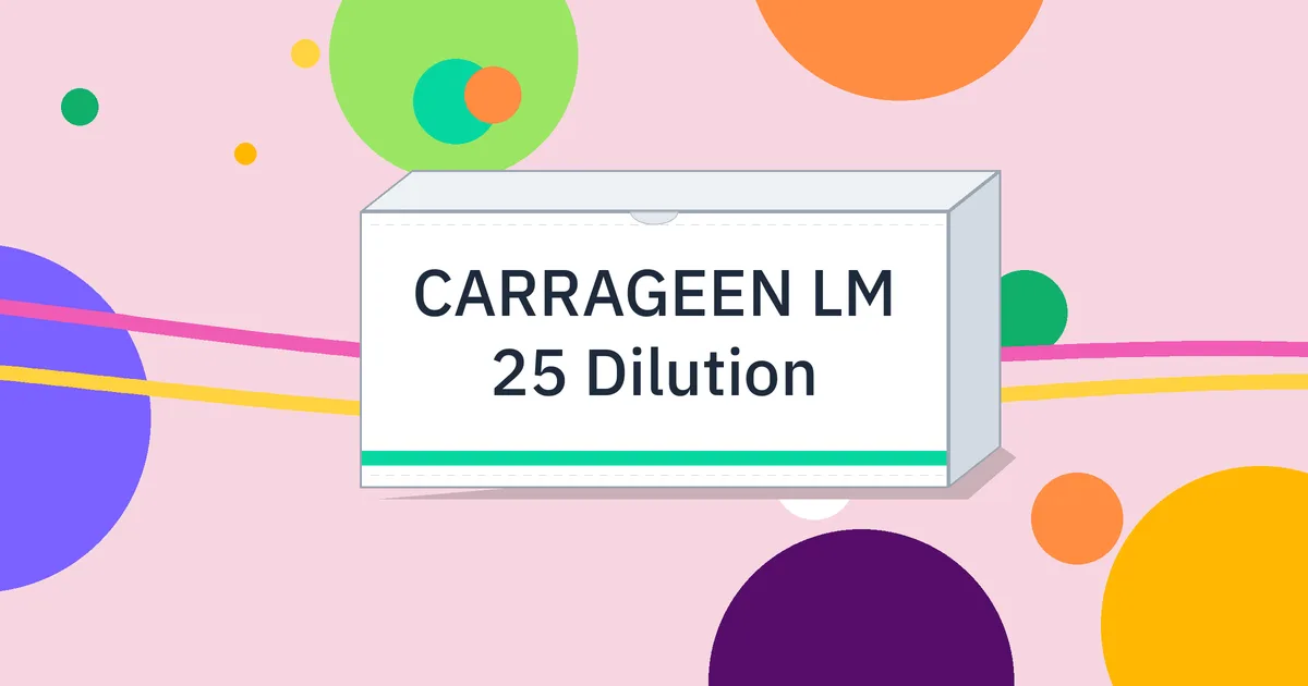 Symbolbild: Packung mit der Aufschrift CARRAGEEN LM 25 Dilution (PZN 13431173) – Verfügbarkeit und Bezug in Apotheken in Frankfurt am Main