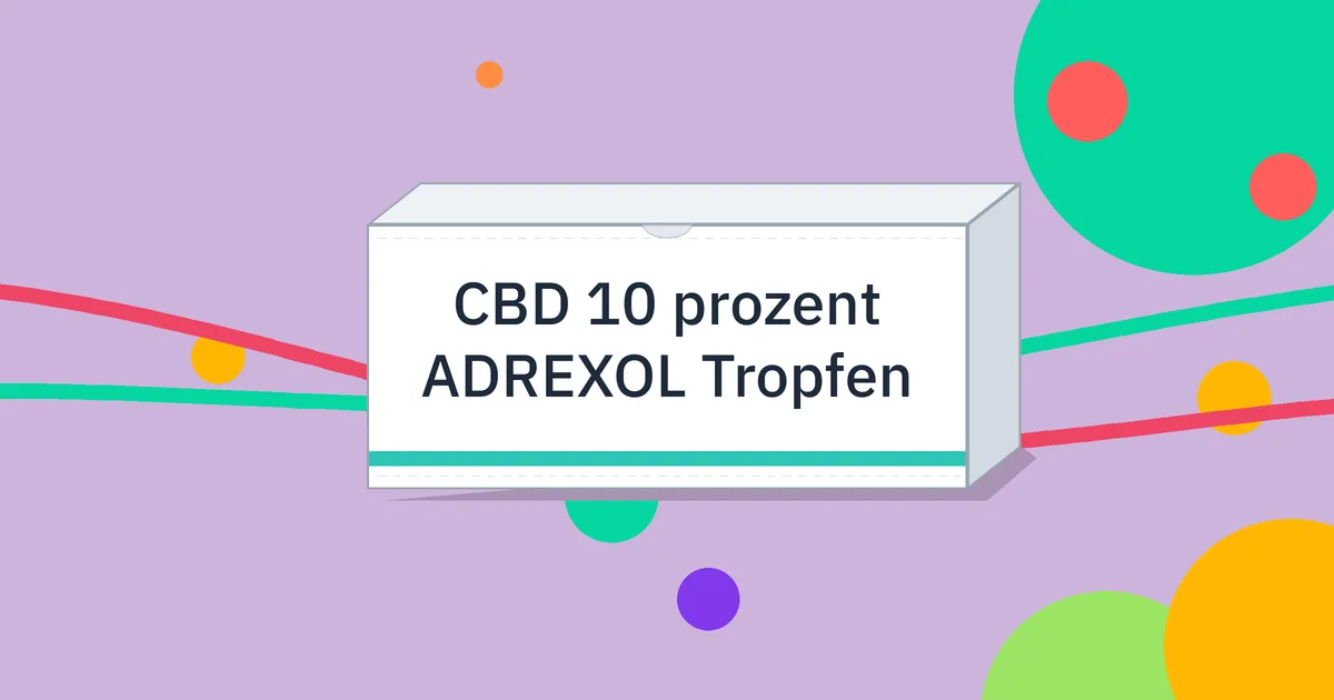 Symbolbild: Packung mit der Aufschrift CBD 10 prozent ADREXOL Tropfen (PZN 14291136) – Verfügbarkeit und Bezug in Apotheken in Frankfurt am Main