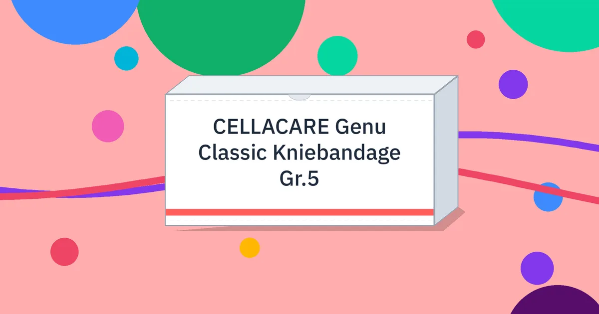 Symbolbild: Packung mit der Aufschrift CELLACARE Genu Classic Kniebandage Gr.5 (PZN 20549685) – Verfügbarkeit und Bezug in Apotheken in Frankfurt am Main
