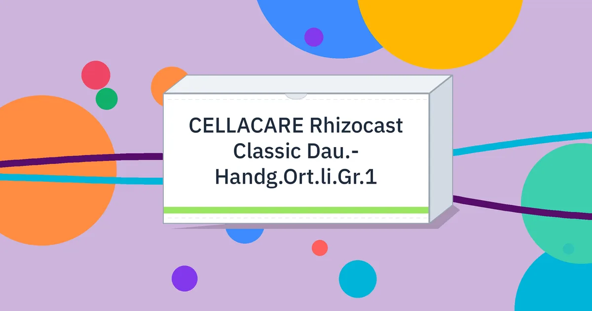 Symbolbild: Packung mit der Aufschrift CELLACARE Rhizocast Classic Dau.-Handg.Ort.li.Gr.1 (PZN 15621676) – Verfügbarkeit und Bezug in Apotheken in Frankfurt am Main