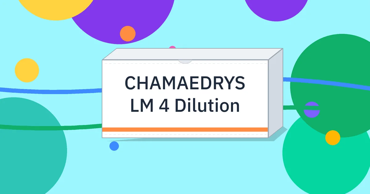 Symbolbild: Packung mit der Aufschrift CHAMAEDRYS LM 4 Dilution (PZN 13438399) – Verfügbarkeit und Bezug in Apotheken in Frankfurt am Main