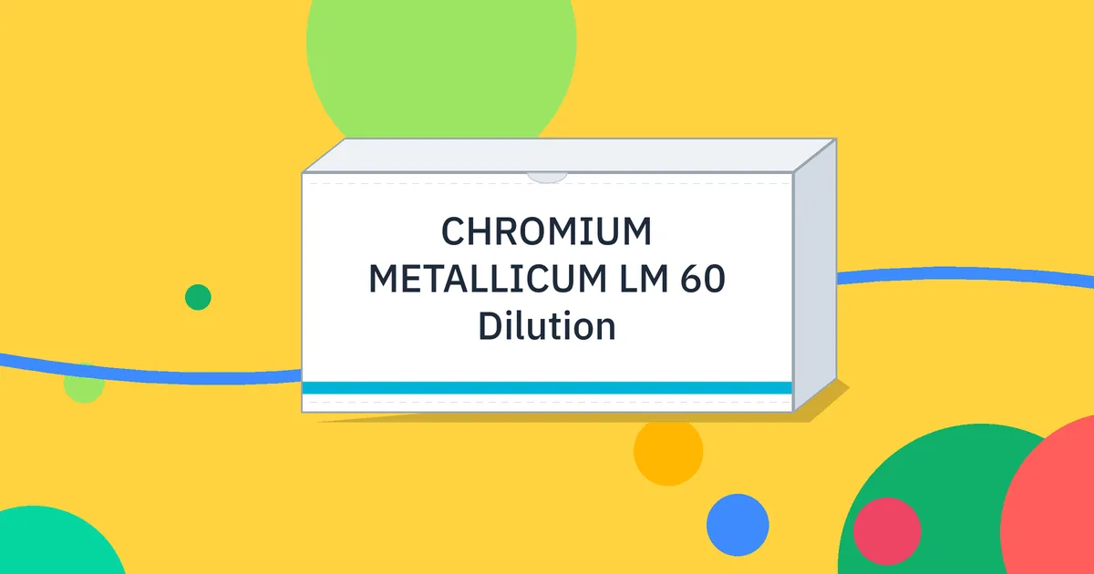 Symbolbild: Packung mit der Aufschrift CHROMIUM METALLICUM LM 60 Dilution (PZN 12818065) – Verfügbarkeit und Bezug in Apotheken in Frankfurt am Main