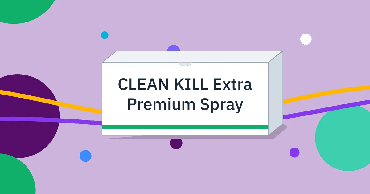 Symbolbild: Packung mit der Aufschrift CLEAN KILL Extra Premium Spray (PZN 19158790) – Verfügbarkeit und Bezug in Apotheken in Frankfurt am Main