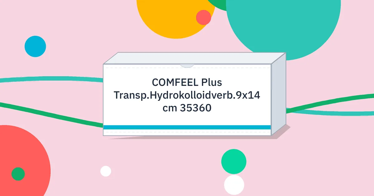 Symbolbild: Packung mit der Aufschrift COMFEEL Plus Transp.Hydrokolloidverb.9x14 cm 35360 (PZN 11560535) – Verfügbarkeit und Bezug in Apotheken in Frankfurt am Main