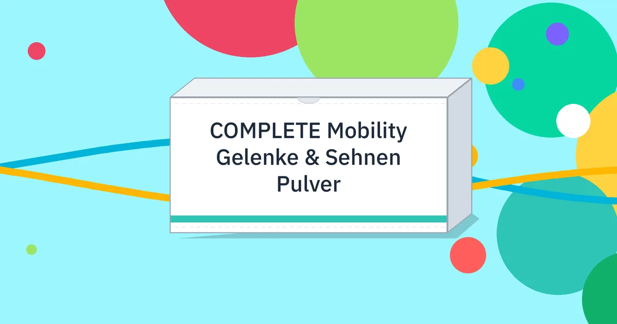 Symbolbild: Packung mit der Aufschrift COMPLETE Mobility Gelenke & Sehnen Pulver (PZN 16748686) – Verfügbarkeit und Bezug in Apotheken in Frankfurt am Main