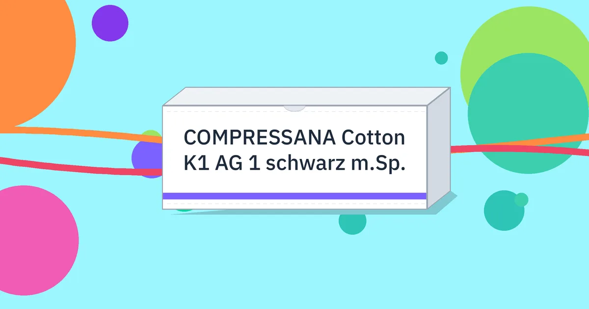 Symbolbild: Packung mit der Aufschrift COMPRESSANA Cotton K1 AG 1 schwarz m.Sp. (PZN 11392693) – Verfügbarkeit und Bezug in Apotheken in Frankfurt am Main