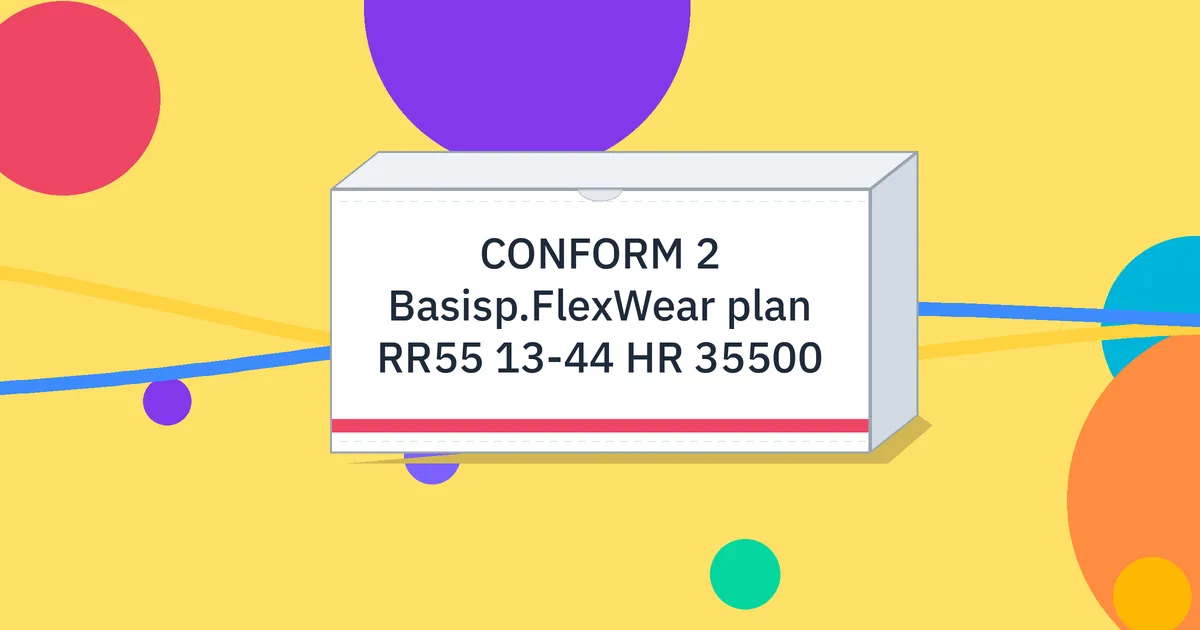 Symbolbild: Packung mit der Aufschrift CONFORM 2 Basisp.FlexWear plan RR55 13-44 HR 35500 (PZN 16851533) – Verfügbarkeit und Bezug in Apotheken in Frankfurt am Main