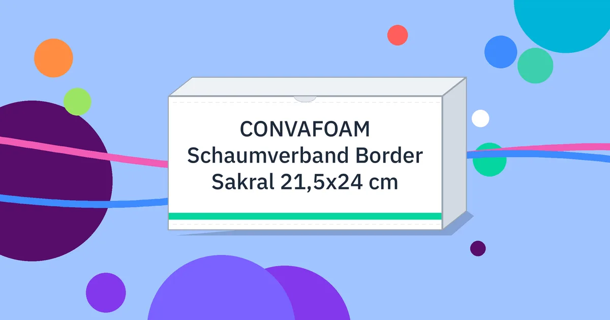 Symbolbild: Packung mit der Aufschrift CONVAFOAM Schaumverband Border Sakral 21,5x24 cm (PZN 20101513) – Verfügbarkeit und Bezug in Apotheken in Frankfurt am Main