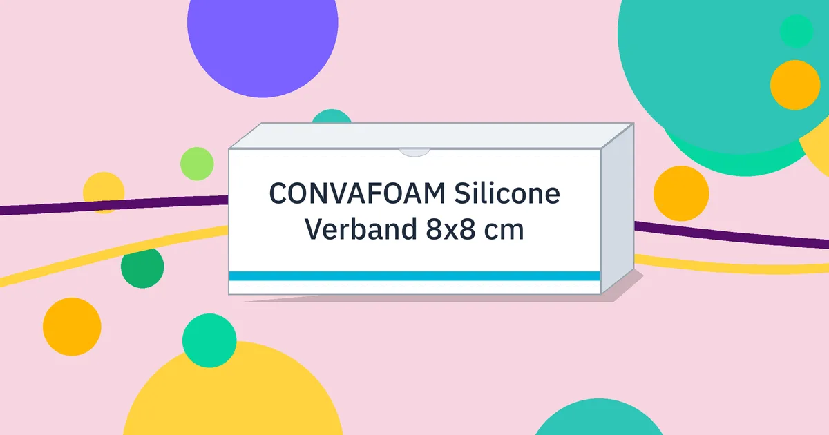 Symbolbild: Packung mit der Aufschrift CONVAFOAM Silicone Verband 8x8 cm (PZN 19892662) – Verfügbarkeit und Bezug in Apotheken in Frankfurt am Main