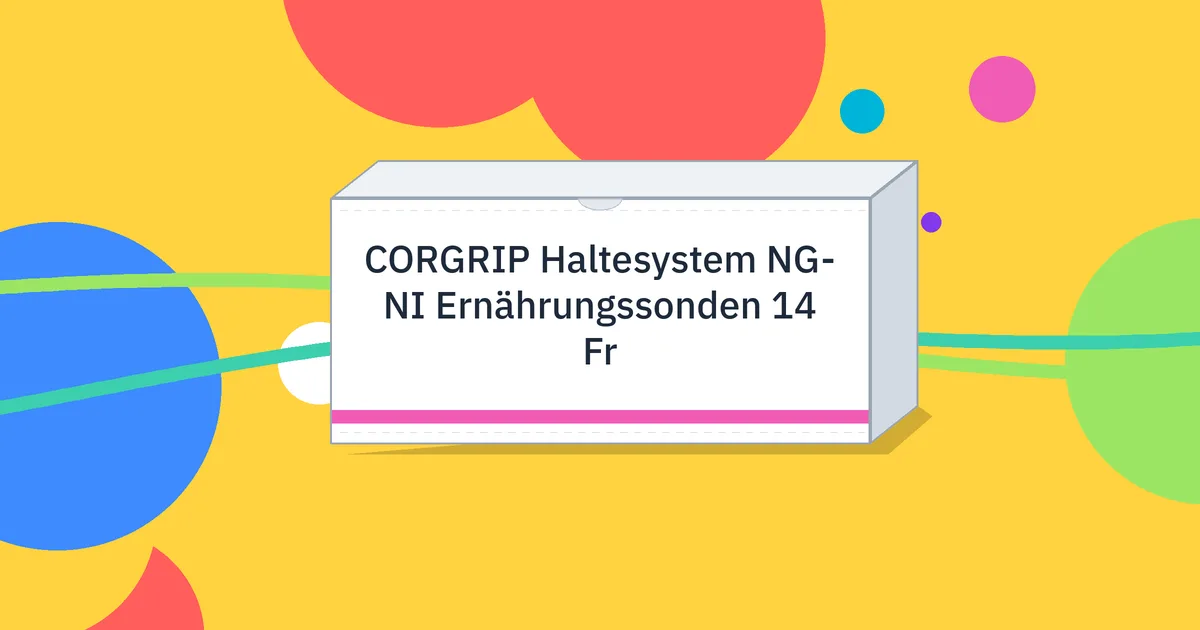 Symbolbild: Packung mit der Aufschrift CORGRIP Haltesystem NG-NI Ernährungssonden 14 Fr (PZN 17579139) – Verfügbarkeit und Bezug in Apotheken in Frankfurt am Main