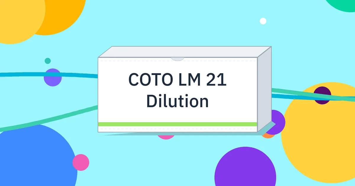 Symbolbild: Packung mit der Aufschrift COTO LM 21 Dilution (PZN 13455481) – Verfügbarkeit und Bezug in Apotheken in Frankfurt am Main