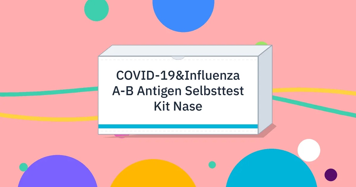 Symbolbild: Packung mit der Aufschrift COVID-19&Influenza A-B Antigen Selbsttest Kit Nase (PZN 18454612) – Verfügbarkeit und Bezug in Apotheken in Frankfurt am Main