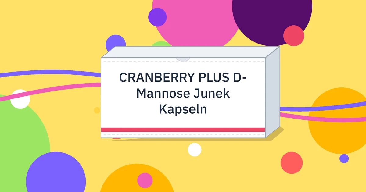 Symbolbild: Packung mit der Aufschrift CRANBERRY PLUS D-Mannose Junek Kapseln (PZN 15656870) – Verfügbarkeit und Bezug in Apotheken in Frankfurt am Main