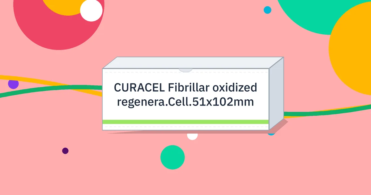 Symbolbild: Packung mit der Aufschrift CURACEL Fibrillar oxidized regenera.Cell.51x102mm (PZN 16211029) – Verfügbarkeit und Bezug in Apotheken in Frankfurt am Main