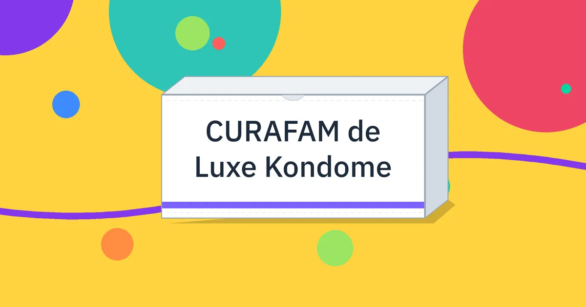 Symbolbild: Packung mit der Aufschrift CURAFAM de Luxe Kondome (PZN 03231088) – Verfügbarkeit und Bezug in Apotheken in Frankfurt am Main