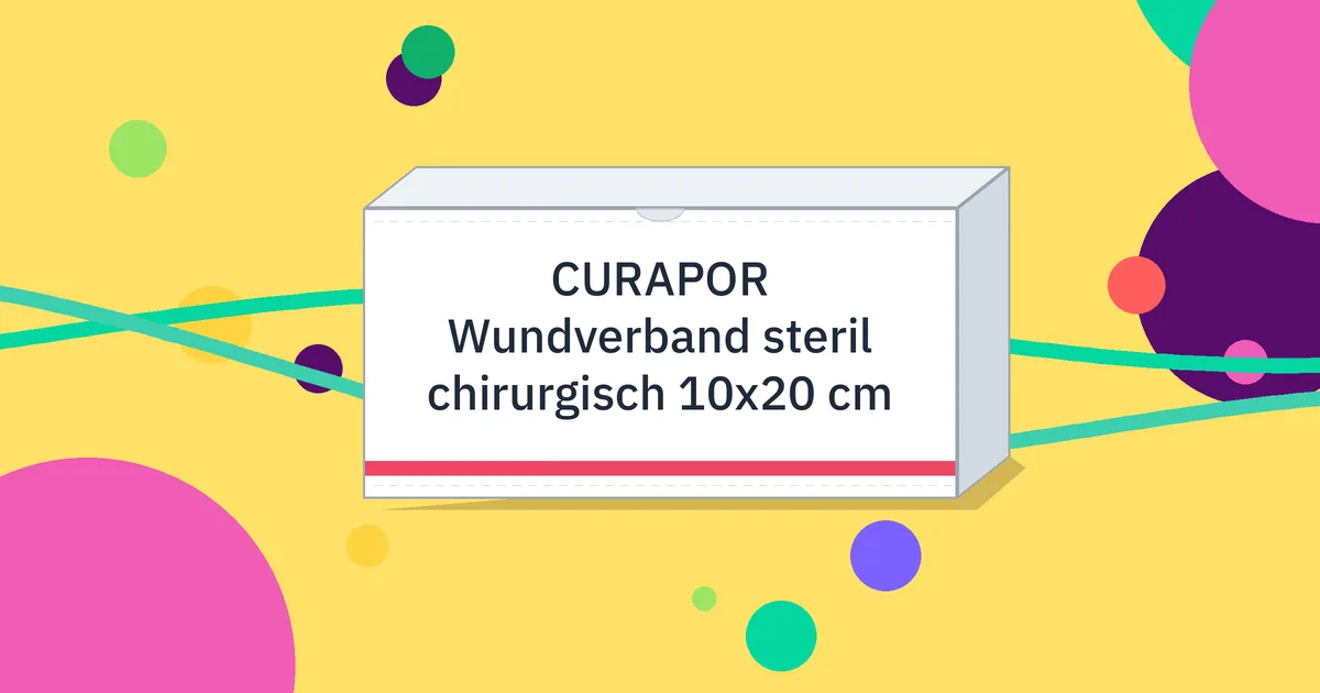 Symbolbild: Packung mit der Aufschrift CURAPOR Wundverband steril chirurgisch 10x20 cm (PZN 18373457) – Verfügbarkeit und Bezug in Apotheken in Frankfurt am Main