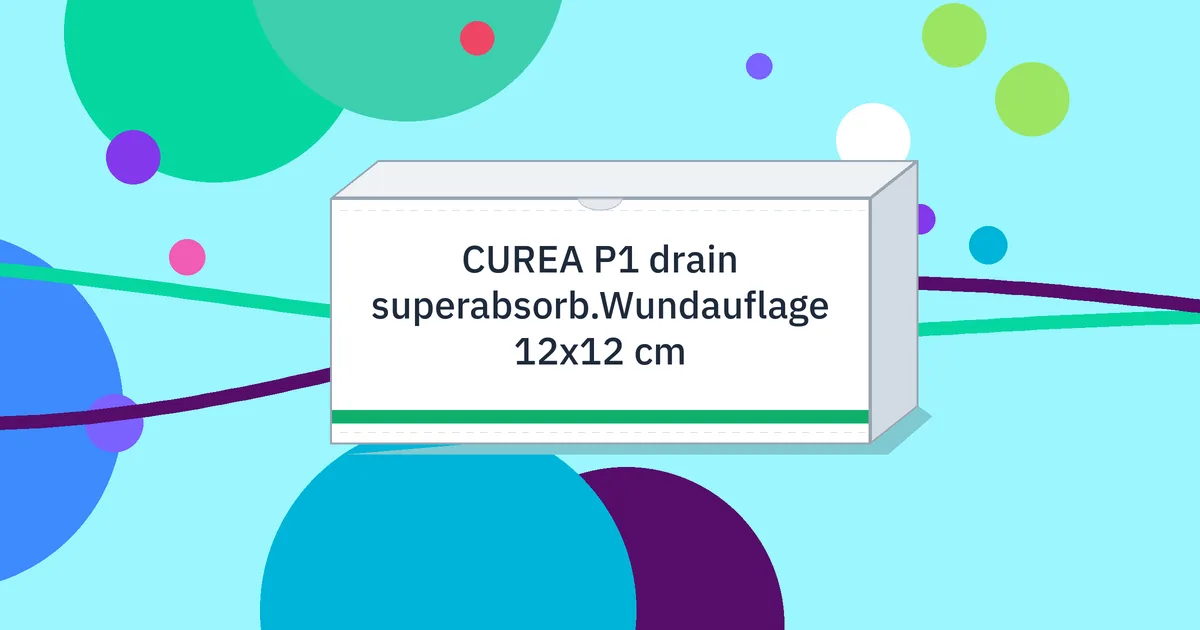 Symbolbild: Packung mit der Aufschrift CUREA P1 drain superabsorb.Wundauflage 12x12 cm (PZN 16005152) – Verfügbarkeit und Bezug in Apotheken in Frankfurt am Main