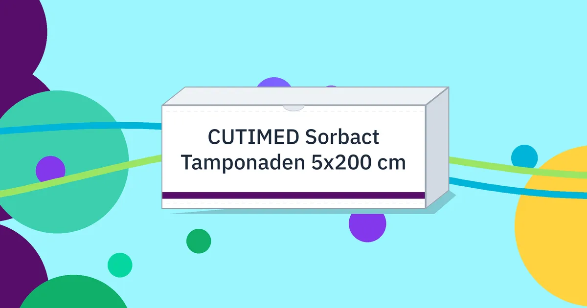 Symbolbild: Packung mit der Aufschrift CUTIMED Sorbact Tamponaden 5x200 cm (PZN 19472859) – Verfügbarkeit und Bezug in Apotheken in Frankfurt am Main