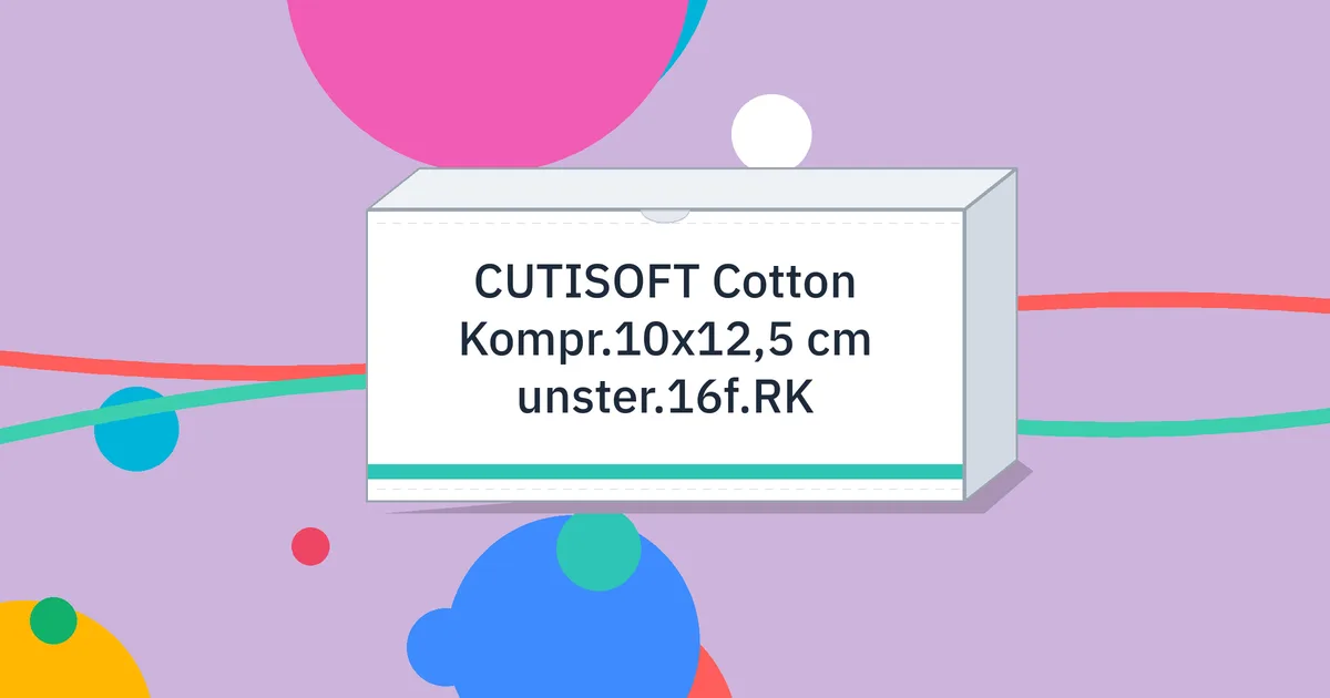 Symbolbild: Packung mit der Aufschrift CUTISOFT Cotton Kompr.10x12,5 cm unster.16f.RK (PZN 03897870) – Verfügbarkeit und Bezug in Apotheken in Frankfurt am Main