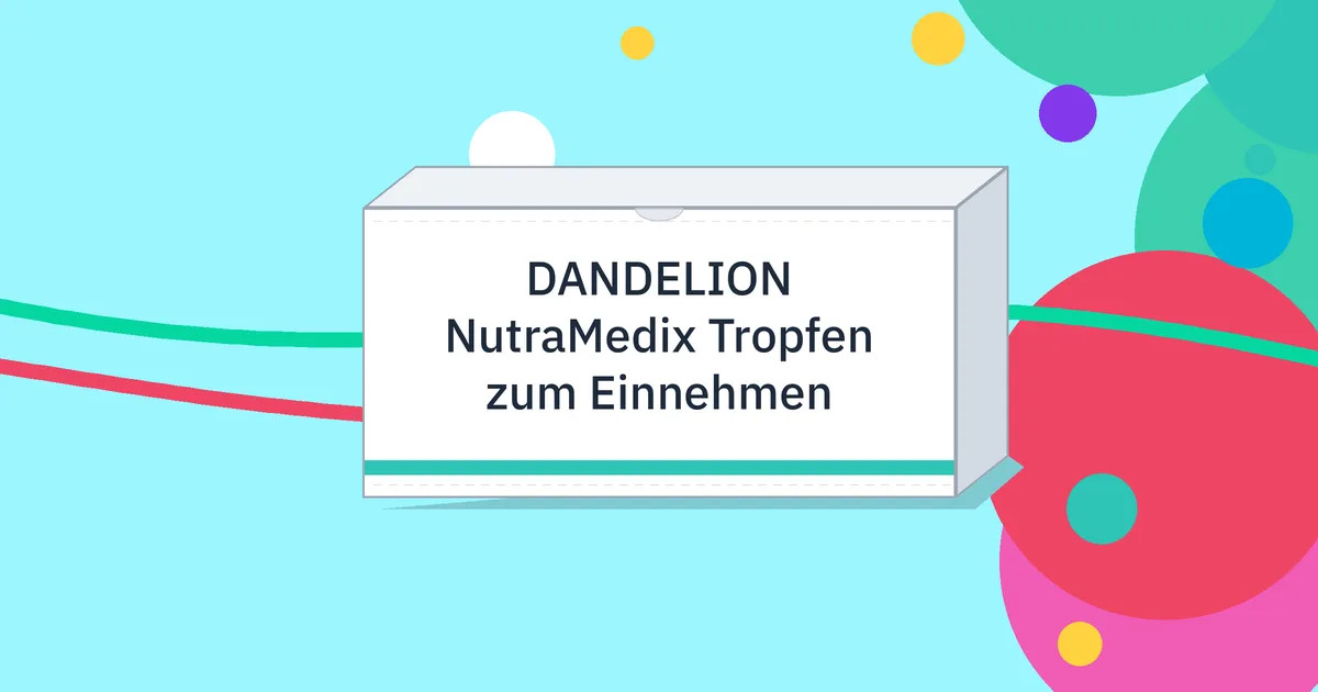 Symbolbild: Packung mit der Aufschrift DANDELION NutraMedix Tropfen zum Einnehmen (PZN 18447776) – Verfügbarkeit und Bezug in Apotheken in Frankfurt am Main