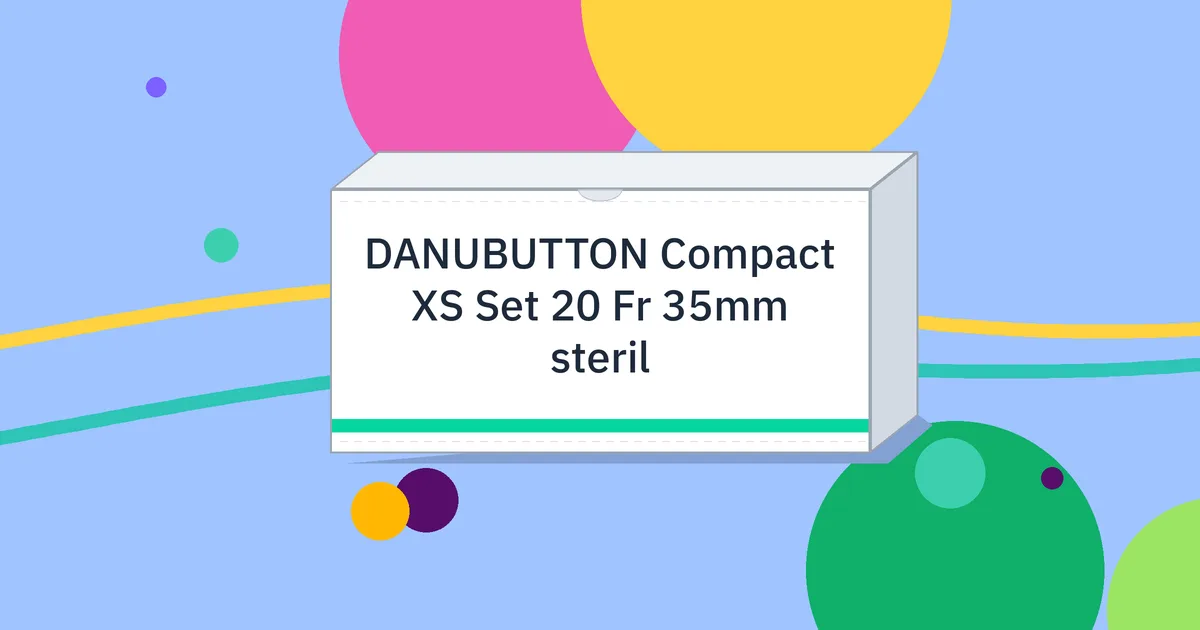 Symbolbild: Packung mit der Aufschrift DANUBUTTON Compact XS Set 20 Fr 35mm steril (PZN 19853225) – Verfügbarkeit und Bezug in Apotheken in Frankfurt am Main