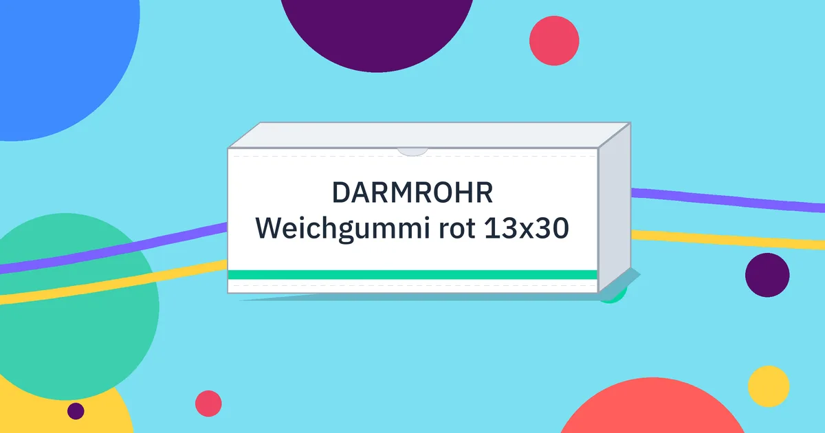 Symbolbild: Packung mit der Aufschrift DARMROHR Weichgummi rot 13x30 (PZN 01726199) – Verfügbarkeit und Bezug in Apotheken in Frankfurt am Main