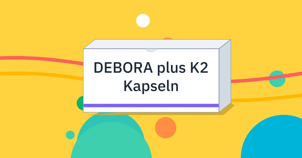 Symbolbild: Packung mit der Aufschrift DEBORA plus K2 Kapseln (PZN 12510143) – Verfügbarkeit und Bezug in Apotheken in Frankfurt am Main