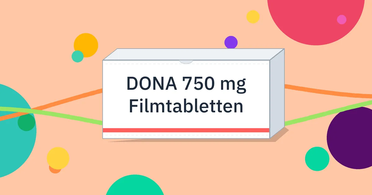 Symbolbild: Packung mit der Aufschrift DONA 750 mg Filmtabletten (PZN 10177722) – Verfügbarkeit und Bezug in Apotheken in Frankfurt am Main