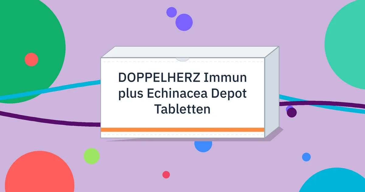 Symbolbild: Packung mit der Aufschrift DOPPELHERZ Immun plus Echinacea Depot Tabletten (PZN 15657415) – Verfügbarkeit und Bezug in Apotheken in Frankfurt am Main