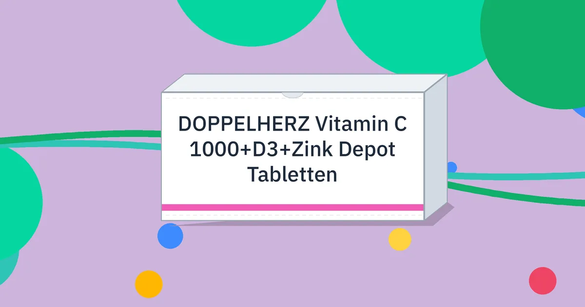 Symbolbild: Packung mit der Aufschrift DOPPELHERZ Vitamin C 1000+D3+Zink Depot Tabletten (PZN 17620511) – Verfügbarkeit und Bezug in Apotheken in Frankfurt am Main