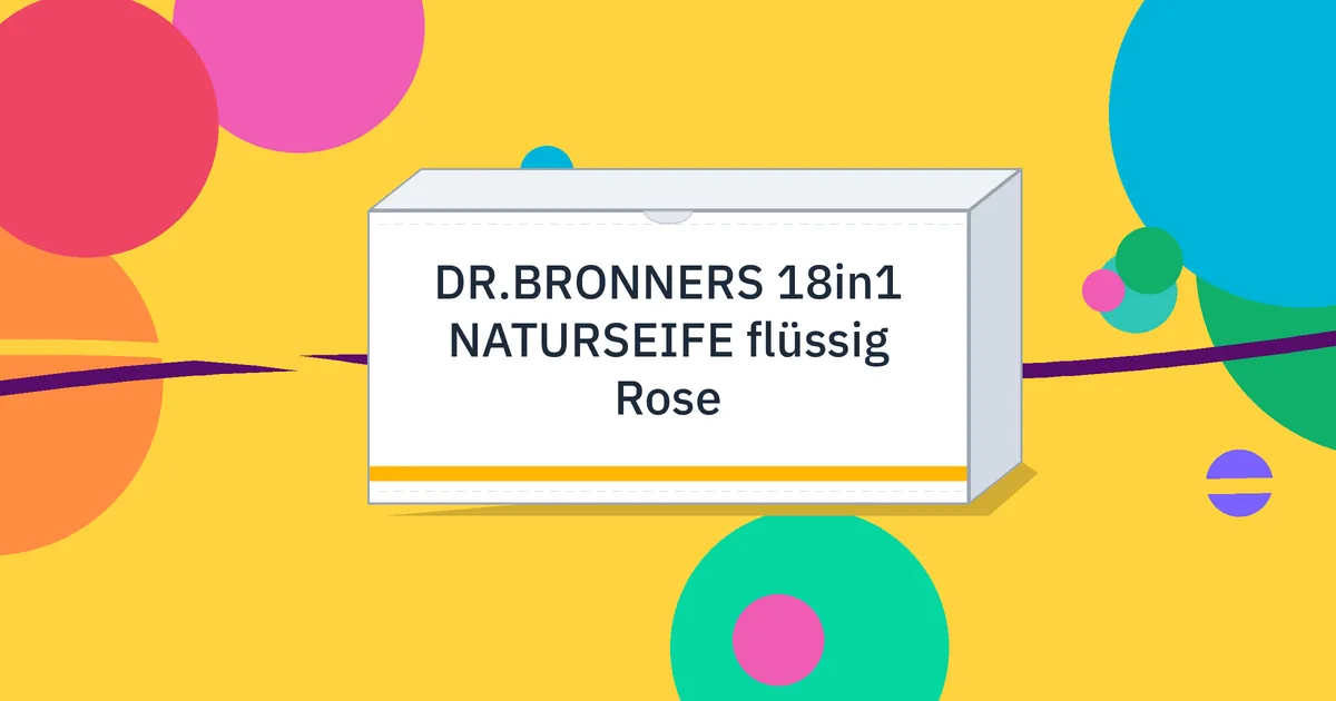 Symbolbild: Packung mit der Aufschrift DR.BRONNERS 18in1 NATURSEIFE flüssig Rose (PZN 19241195) – Verfügbarkeit und Bezug in Apotheken in Frankfurt am Main