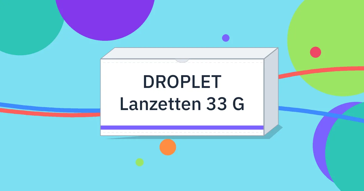 Symbolbild: Packung mit der Aufschrift DROPLET Lanzetten 33 G (PZN 13900917) – Verfügbarkeit und Bezug in Apotheken in Frankfurt am Main