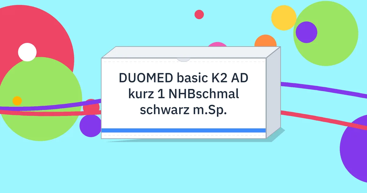 Symbolbild: Packung mit der Aufschrift DUOMED basic K2 AD kurz 1 NHBschmal schwarz m.Sp. (PZN 20907854) – Verfügbarkeit und Bezug in Apotheken in Frankfurt am Main