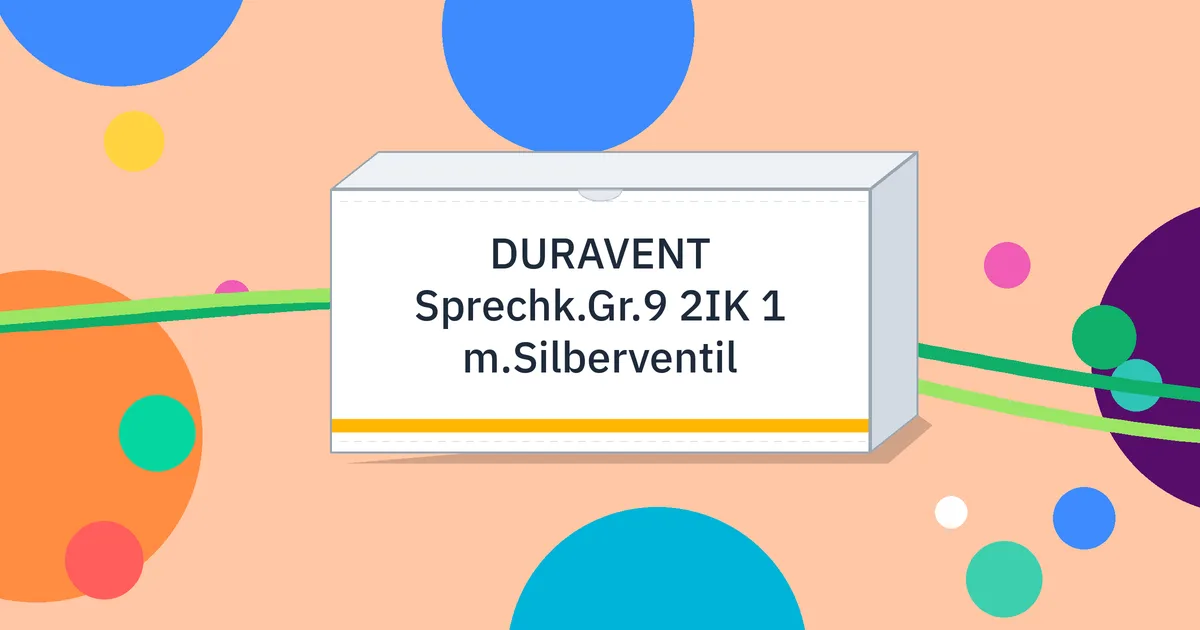 Symbolbild: Packung mit der Aufschrift DURAVENT Sprechk.Gr.9 2IK 1 m.Silberventil (PZN 04465629) – Verfügbarkeit und Bezug in Apotheken in Frankfurt am Main